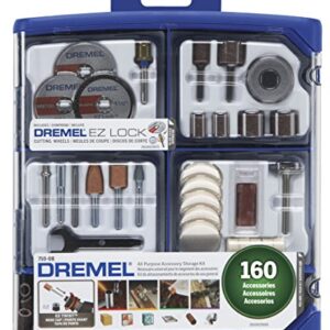 Dremel Rotary Tool Accessory Kit- 710-08- 160- EZ Lock Technology- 1/8 inch Shank- Cutting Bits, Polishing Wheel And Compound, Sanding Disc And Drum, Carving, Sharpening, And Engraving