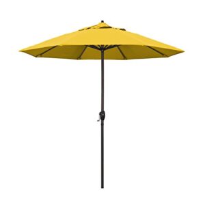 california umbrella 9' round aluminum market umbrella, crank lift, auto tilt, bronze pole, lemon olefin