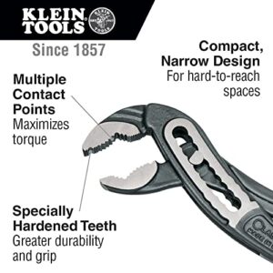 Klein Tools D504-10 Pump Pliers, Unique Curved Jaw, Maximum Torque, Hardened Teeth, Adjustable Wide Jaw, Ideal for Plumbing, Nail Holding