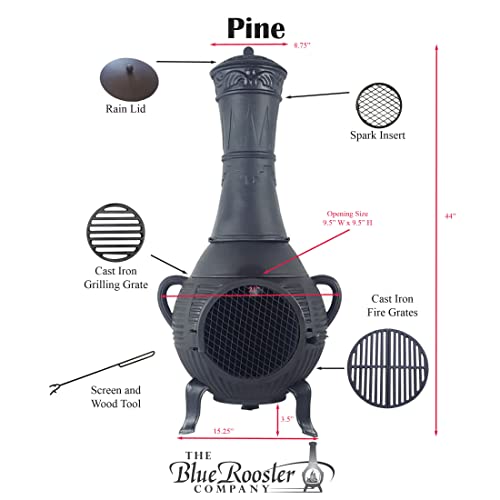 The Blue Rooster Pine Aluminum Chiminea in Charcoal