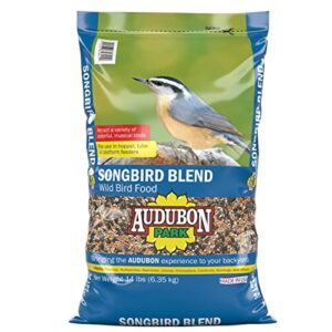 audubon park songbird blend wild bird food, bird food for outside feeders, 14-pound bag