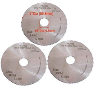 3pc. 2" x 100t x 3/8" hss blade for mini high speed miter cut off saw