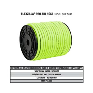 Flexzilla Pro Air Hose, Bulk Plastic Spool, 1/2 in. x 250 ft, Heavy Duty, Lightweight, Hybrid, ZillaGreen - HFZ12250YW