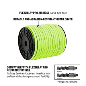 Flexzilla Pro Air Hose, Bulk Plastic Spool, 1/2 in. x 250 ft, Heavy Duty, Lightweight, Hybrid, ZillaGreen - HFZ12250YW