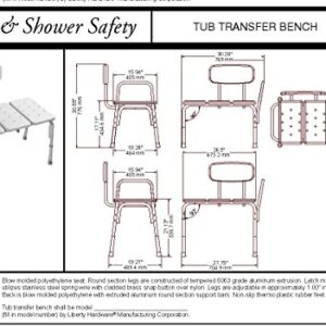 Delta Faucet DF565 Bathroom Safety Adjustable Transfer Bench in White