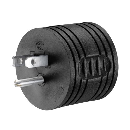 PowerFit PF921599 3-Prong 30-Amp RV Male Plug Adapter for 15-Amp Female Connector