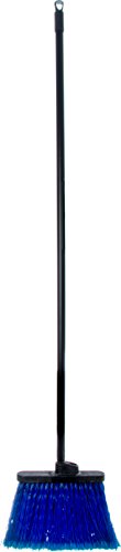 SPARTA FoodService Products 3688314 Commercial Flagged Synthetic Warehouse Broom with Metal Threaded Handle, 56" Overall Length, Blue