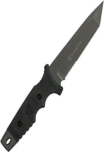 Smith & Wesson 10.6in High Carbon S.S. Fixed Blade Knife with 5.2in Tanto Blade and TPE Handle for Outdoor, Tactical, Survival and EDC