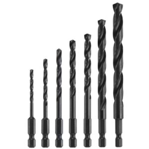 bosch imd5007 7-piece hex shank impact tough drill bit set, black oxide