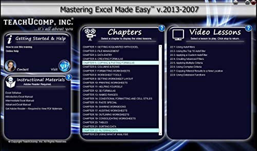 TEACHUCOMP Video Training Tutorial for Microsoft Excel 2013 DVD-ROM Course and PDF Manual