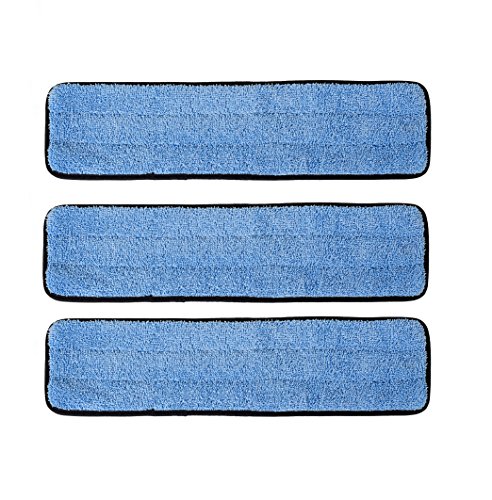 Real Clean 18 inch Microfiber Wet Mop Refill Pads for Flat Microfiber Mop Frames (Pack of 3)