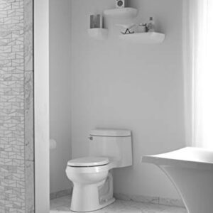 KOHLER 4008-0 Reveal Elongated, Grip-Tight Bumpers, Quiet-Close Release Hinges, Quick-Attach Hardware, No Slam Toilet Seat, White