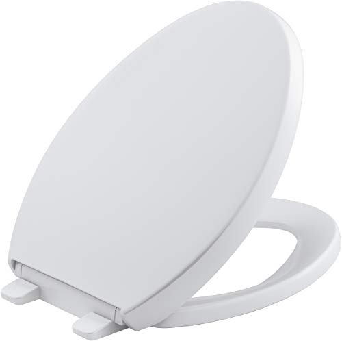 KOHLER 4008-0 Reveal Elongated, Grip-Tight Bumpers, Quiet-Close Release Hinges, Quick-Attach Hardware, No Slam Toilet Seat, White