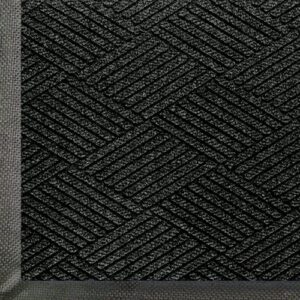 waterhog eco premier | commercial-grade entrance mat with diamond pattern & rubber border | indoor/outdoor, quick-drying, stain resistant door mat (black smoke, 3x5)