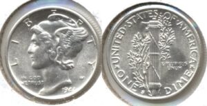 brilliant uncirculated mercury dime 1944-s