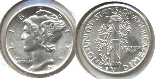 Brilliant Uncirculated Mercury Dime 1944-S