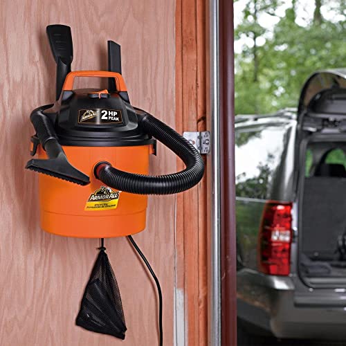 Armor All - 2.5 Gallon 2 HP 1-1/4" Hose, Portable Wall Mountable Wet/Dry Utility Vac (VOM205P0901)