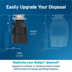 InSinkErator Badger 5XP Garbage Disposal with Power Cord, Standard Series 3/4 HP Continuous Feed Food Waste Disposer, Badger 5XP W/C