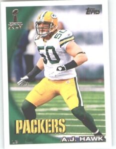 2010 topps 2011 super bowl xlv champions green bay packers football card #13 a.j. hawk - nfl trading card