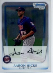 2011 bowman chrome prospects baseball card #bcp172 aaron hicks - minnesota twins (rc - rookie card / prospect xrc) mlb trading card