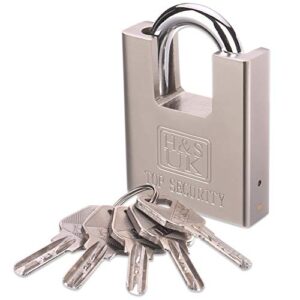 h&s high security padlock with key - 60mm pad lock & 5 keys - heavy duty storage unit locker for indoor & outdoor