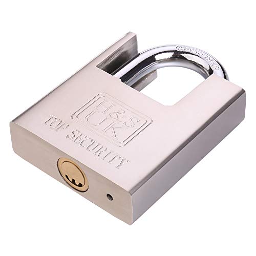 H&S High Security Padlock with Key - 60mm Pad Lock & 5 Keys - Heavy Duty Storage Unit Locker for Indoor & Outdoor