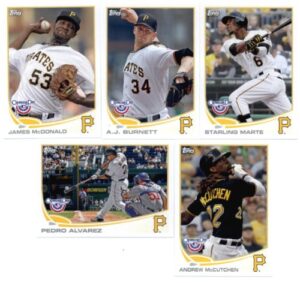 2013 topps opening day pittsburgh pirates team set - 5 cards - pedro alvarez, andrew mccutchen, james mcdonald, a.j. burnett, starling marte