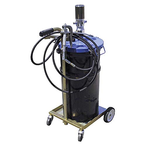 AFF Air Operated Portable Grease Unit with Model 4-Wheel Cart, For Use with 16-Gallon Containers, 70-110 PSI, 8622A