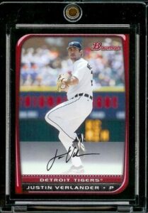 2008 bowman # 106 justin verlander - detroit tigers - mlb baseball trading card