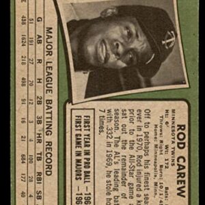 1971 Topps Baseball 210 Rod Carew Minnesota Twins Excellent