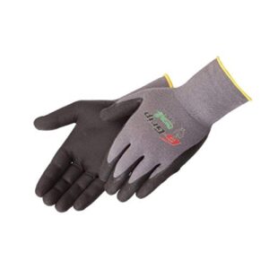 liberty g-grip nitrile micro-foam palm coated seamless knit glove with 13-gauge gray nylon shell, large, black (pack of 12)