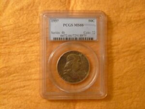 1957 50c franklin half dollar ms-66 pcgs