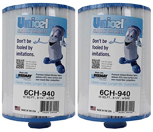 Unicel 8.25 by 6 Inch Hot Tub and Spa Filter Replacement Cartridge with High Quality Media for Multiple Filter Models, 2 Pack