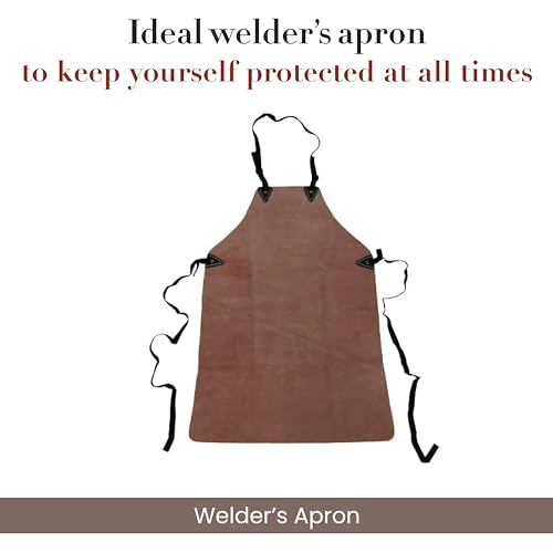 Style n Craft Welder’s Apron, Heavy-Duty Suede Leather Apron, Apron for Men and Women, Welding Accessories, Camel Color (81201)