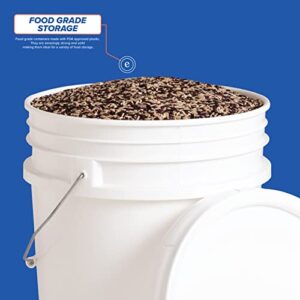 5 gallon Food Grade White Plastic Bucket with Handle & Lid - Set of 6