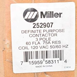 Miller 252907 Contactor, Def Prp 60A 3P 120Vac Coil w/Cover