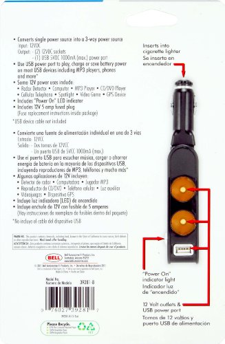 Bell Automotive 22-1-39281-8 12V Double Outlet with USB Port