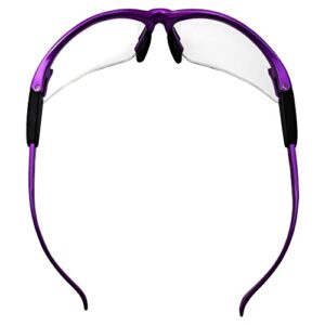 Global Vision Cougar Safety Glasses Nurses Dental Assistant Glasses Shooting Glasses for Women Ladies Men Purple Frame with Clear Lenses