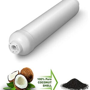 CFS 10" Post Carbon Filter 1/4" Female (FPT) T33 Inline Coconut Grade Activated Carbon Pre/Post Membrane Filter for Taste and Odor Reduction