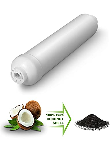 CFS 10" Post Carbon Filter 1/4" Female (FPT) T33 Inline Coconut Grade Activated Carbon Pre/Post Membrane Filter for Taste and Odor Reduction