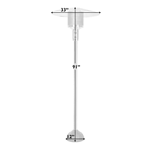 Fire Sense 61445 Natural Gas Patio Heater 45,000 BTU With Electric Ignition System CSA Approved For Commercial & Residential - Stainless Steel