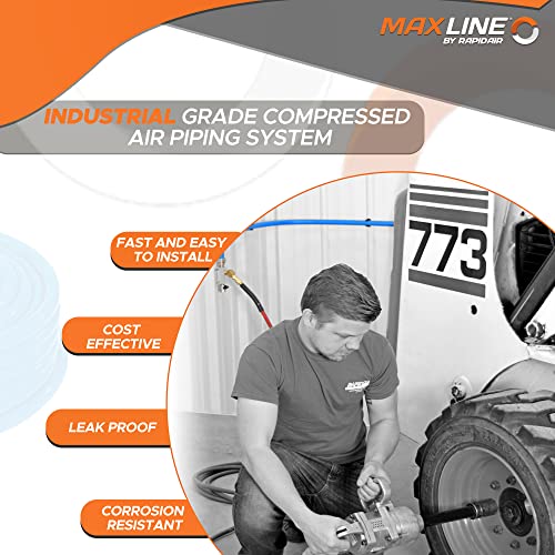 Maxline Pressured Leak-Proof Easy to Install Air Compressor Accessories Kit Piping System | 1/2 inch x 100 feet HDPE-Aluminum | Connects w/ any Air Compressor Hose | 100 PSI | 35 Pieces | M3800.