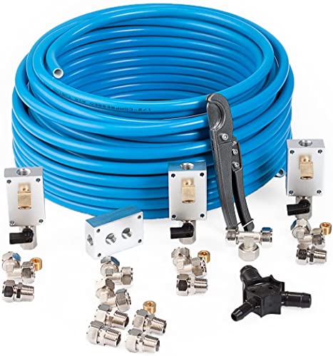 Maxline Pressured Leak-Proof Easy to Install Air Compressor Accessories Kit Piping System | 1/2 inch x 100 feet HDPE-Aluminum | Connects w/ any Air Compressor Hose | 100 PSI | 35 Pieces | M3800.