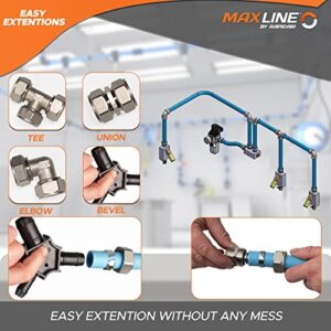 Maxline Pressured Leak-Proof Easy to Install Air Compressor Accessories Kit Piping System | 1/2 inch x 100 feet HDPE-Aluminum | Connects w/ any Air Compressor Hose | 100 PSI | 35 Pieces | M3800.