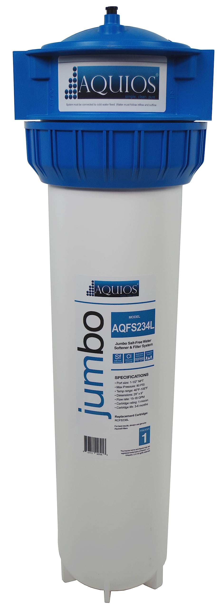 Aquios® AQFS234L Jumbo Full House Water Softener & Filter System, VOC Reduction - New Model