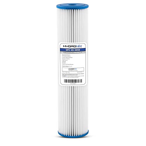 Hydronix SPC-45-2050 Pleated Water Filter Whole House Commercial Industrial Washable and Reusable 4.5" x 20" - 50 micron