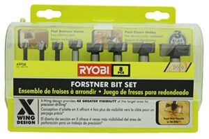 ryobi a9fs8r1 8-piece x-wing forstner bit set for woodworking