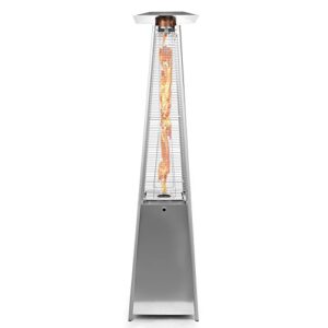 thermo tiki deluxe propane outdoor patio heater - pyramid style w/dancing flame (floor standing) - stainless steel