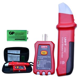 uni-t ac circuit breaker finder with integrated gfci outlet tester ac 90-120v usa plug + adjustable sensitivity beeper indicattion+ flashing led light