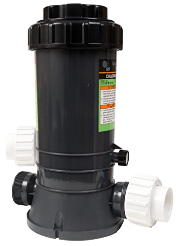 SUNSOLAR Automatic Chlorinator for Above Ground Pools and In-Ground Pools- Free Standing in-Line - Dispenser Holds 9lbs Comes with Fittings